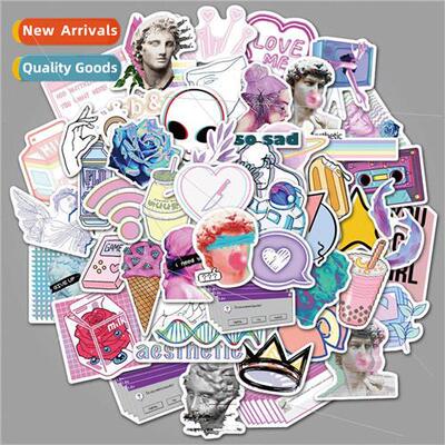 50 abstract art cartoon steam wave series stickers personali
