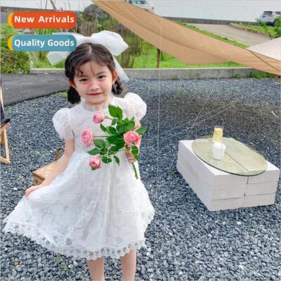 2022 summer new baby fashionable bubble sleeve lace princess