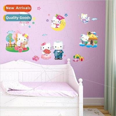 Cat wall stickers childrens room bedside background decorati