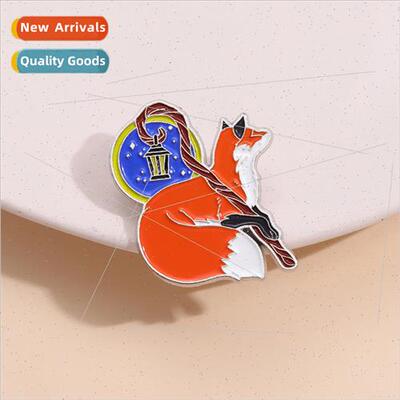 Cartoon animal brooch magic scepter fox ruddy cute red small