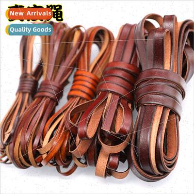 diy leather rope cowhide rope 5MM wide arc coffee color leat