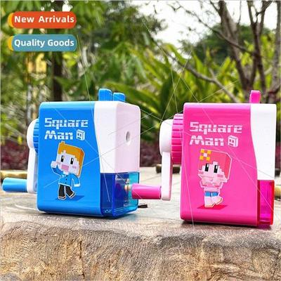 Cartoon square people hand crank pencil sharpener children c