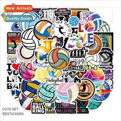 50 -repeating volleyball sports cartoon stickers removable l