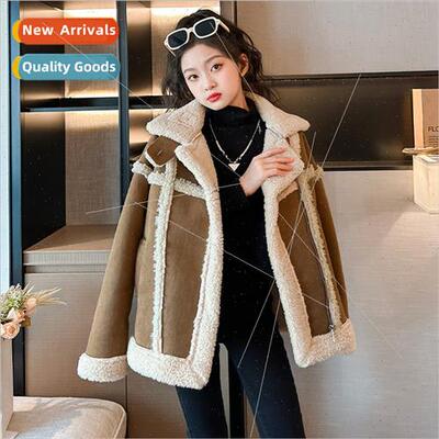 Girls fur one coat fall and winter  2023 new padded thickene