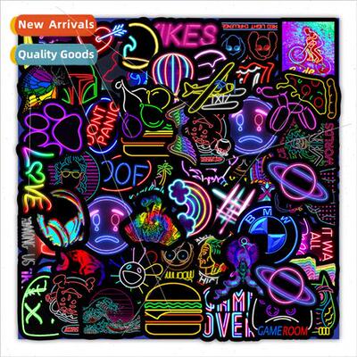 50 new neon stickers car luggage cell phone water cup decora