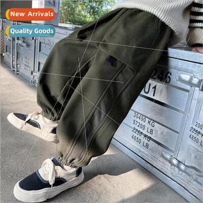 Boys padded pants 2023 new big childrens winter one-piece fl