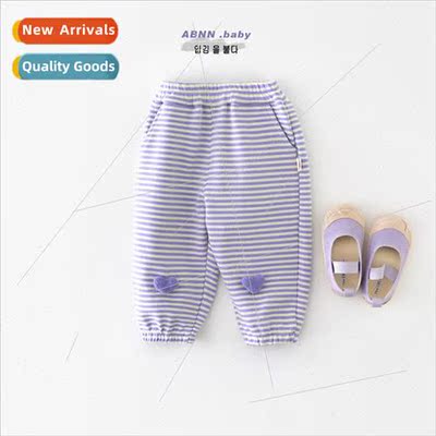 Boys pants 2024 new female baby striped sweatpants spring in