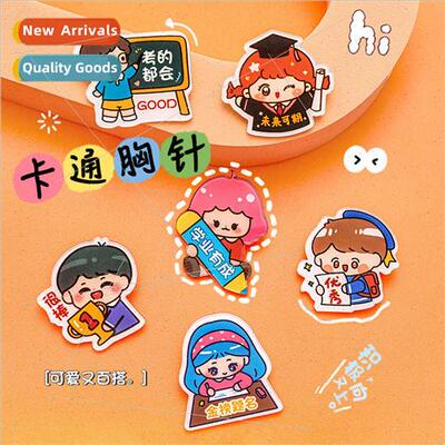 Creative cartoon character brooch student opening season rew