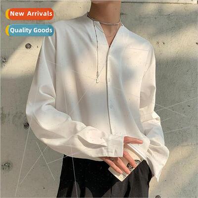 Spring and summer asceticism collarless shirt mens design ni