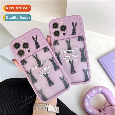 ins  purple 2 in 1 black rabbit 适用 iPhone 14 case 13promax