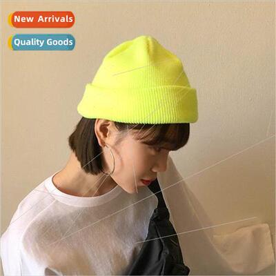Korea shopping ulzzang fluorescent color wool cap knitted ha