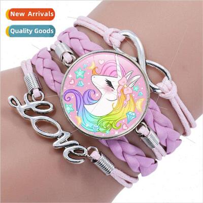 Cute Cartoon Unicorn Time Gemstone Braided Bracelet Pegasus