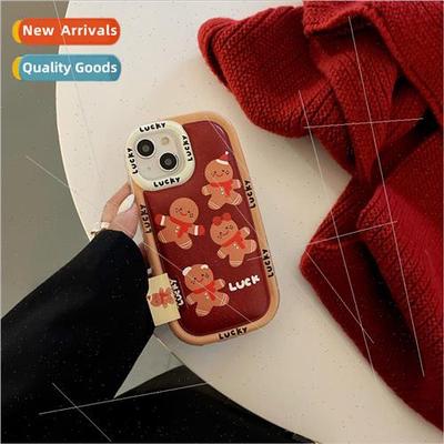 Cartoon Christmas Gingerbread Man 适用 iPhone 14 Leather 15P