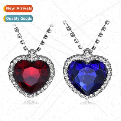 Popular jewelry Titanic Ocean Heart Necklace Sapphire Peach