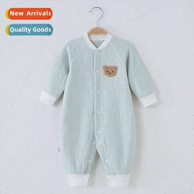 Baby onesie fall and winter cotton sandwich thickened warm c