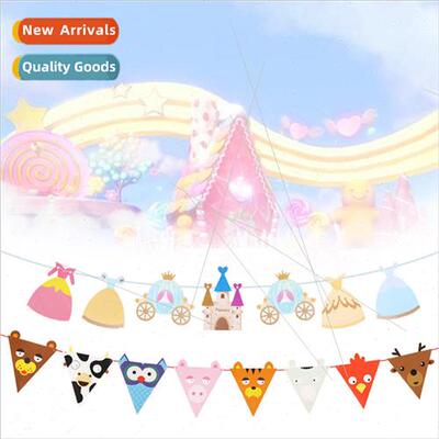 2023 new cartoon three-dimensional pull flag childrens birth