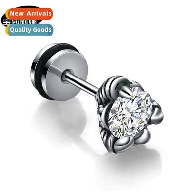 Tanium steel n-allergenic crown zircia earrings stainless st