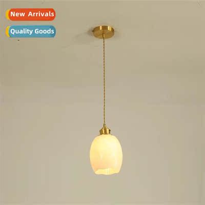Scinavian minimalist all brass glass pendant lamp dining roo