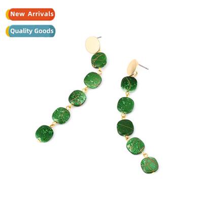 Lg Geometric Resin Tassel Earrings Vintage Creative Splicing