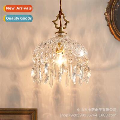 Full copper French light luxury crystal small chelier bedroo