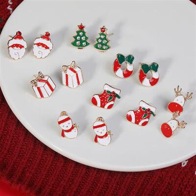 Christmas earrings old man snowman socks elk earrings Christ