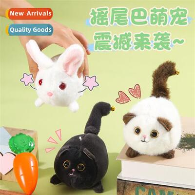 Cute drawstring wagging tail kten doll will purr whe rabb pl