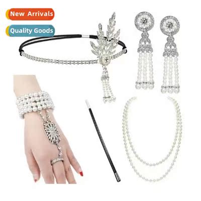 1920s Gatsby Bachelorette Party Set Decorati Headdress Neckl
