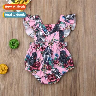 2022 Infant Girls Floral Bodysu Carto Crawling Su