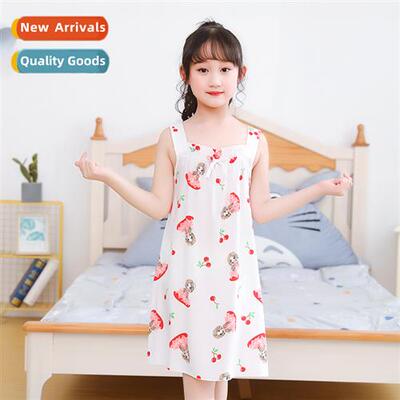 Girls nightgown childrens summer thin secti home wear middle