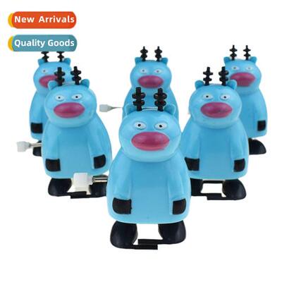 Cute Clockwork Walking Blue Cow Winding Nerdy Cow Model Toys