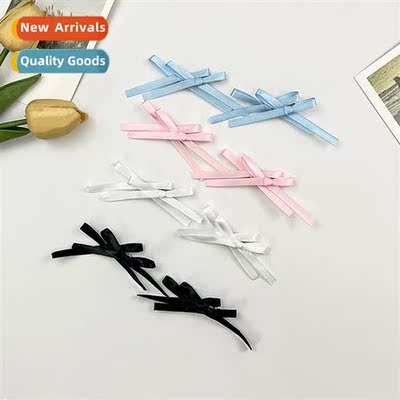 Candy-coloured double bow hair clips female cute versatile s