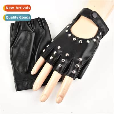 Womens new willow nail fashi pu hollow half finger stage pol