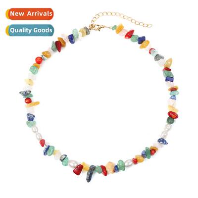 New simple turquoise necklace retro splicing pearl collarbe