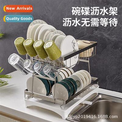 Double Removable Dish Drainer Large Capacy Chopsticks Storag