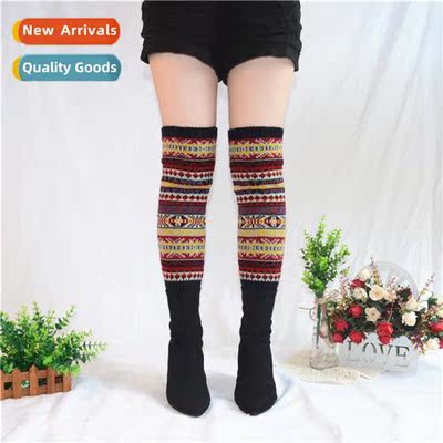 Warm knee-high woolen socks sets camouflage ethnic style hig