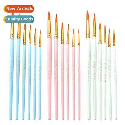 6 Matte Blue Bar Pointed Watercolor Pencils Set Nyl Hair Beg