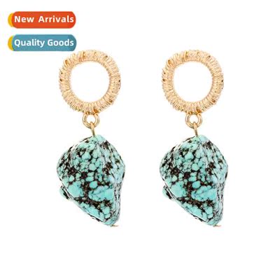 ZA fashi ethnic style irregular turquoise earrings exaggerat