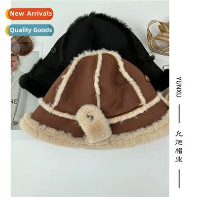 Backpack hat dual-use plush fluffy fisherman hat children in