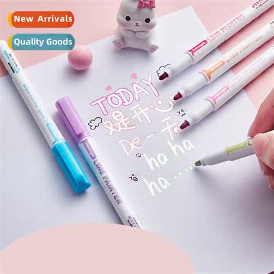 Dual-colour double line highlighter student statiery work ha