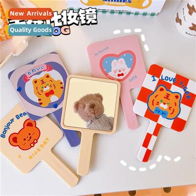 Cute carto hheld makeup mirror students female portable comp