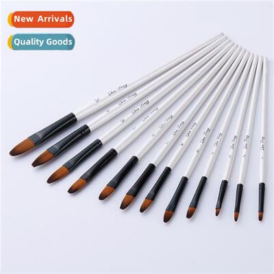 12pcs Shell Whe Stick Tgue Nyl Hair Gouache Paintbrush/Water