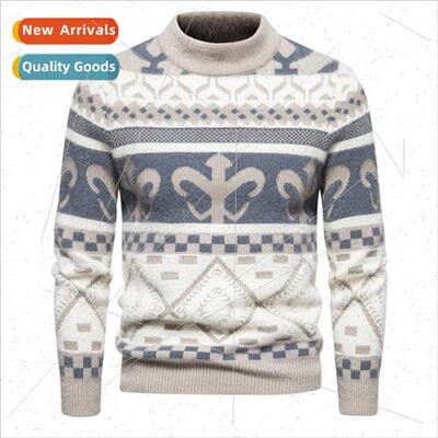 Men sweater fall winter new nd printing round neck kn sweate