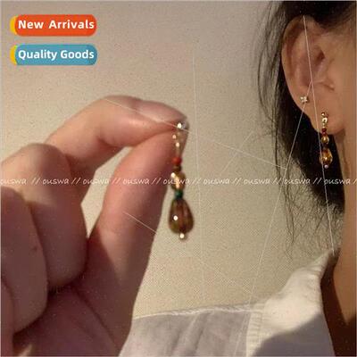 Sunset Twilight che amber beaded earrings sense fashion swee