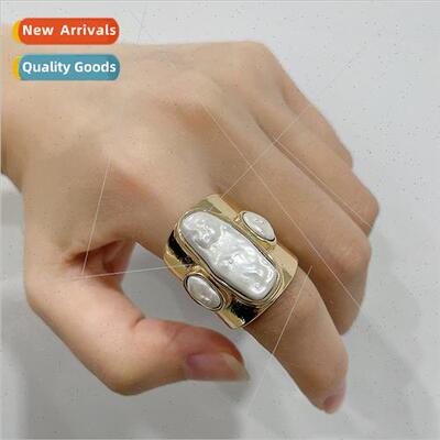 Alloy wh gold plated inlaid faux baroque pearl ring Ring Eur