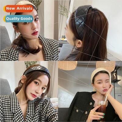2022 on new fashion leather wrinkled wide edge hair bands fe