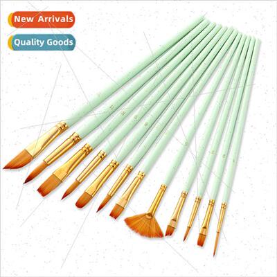 12pcs Combination Nylon Hair Paintbrush Set Matte Pink Rod w
