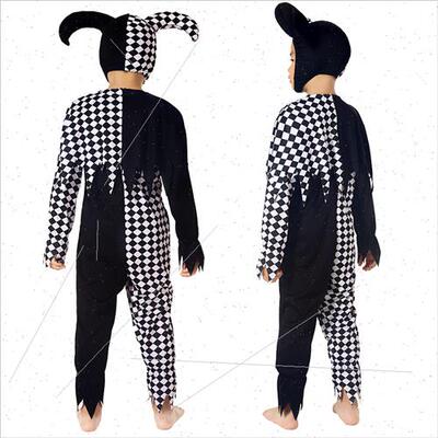 Clown permance costumes cosplay childrens black and whe plai