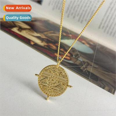 925 silver Pendant Europe che Vintage Gold Embossed Plaque C