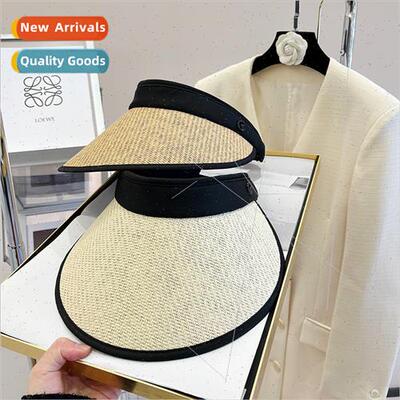 2023 female hollow top sunscreen sun hat rustic wind straw s