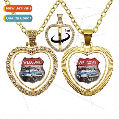 New Route 66 Motorcycle  Jewellery Reversible Heart Necklace